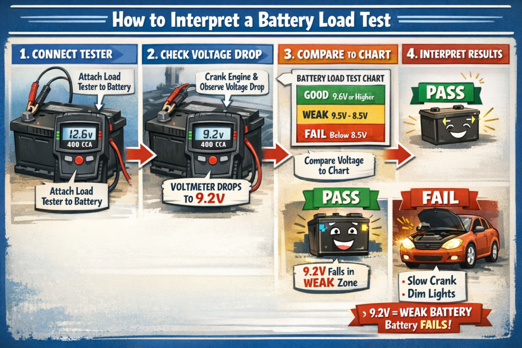Battery Load Test Voltage Chart: Pass Vs. Fail Results